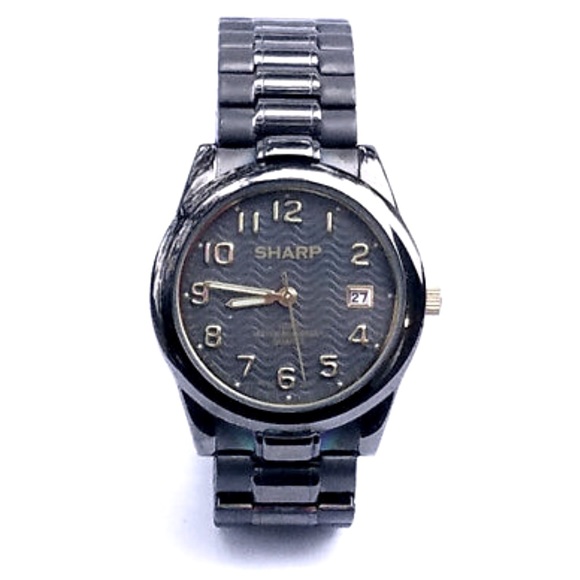 Sharp | Accessories | Sharp Shp237 Mens Black Chrome Quartz Watch With ...